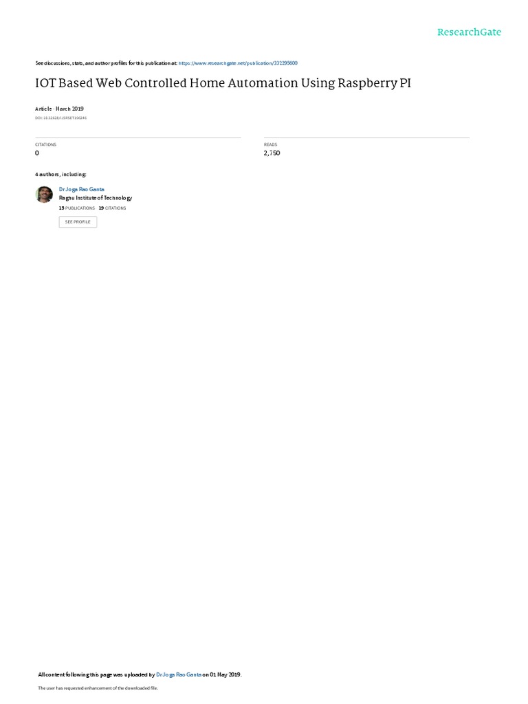 IOT Based Web Controlled Home Automation Using Raspberry PI: March 2019 ... IOT Based Web Controlled Home Automation Using Raspberry PI: March 2019 ...