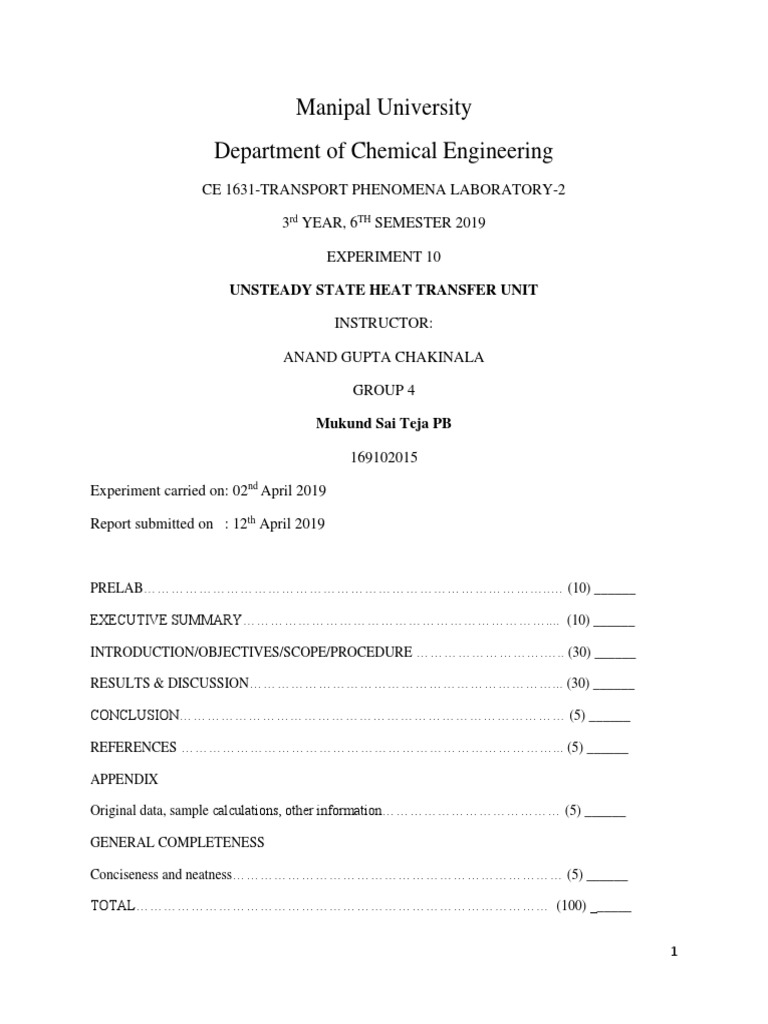 Unsteady State Heat Transfer-MST | PDF | Heat Transfer | Temperature