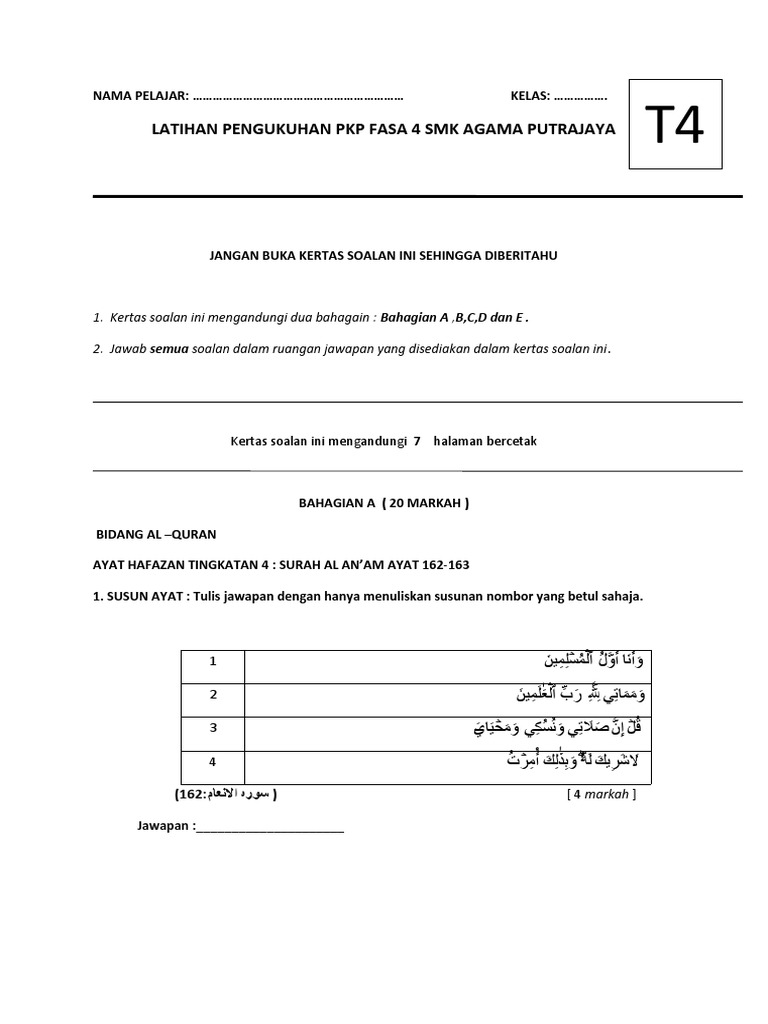 Latihan PKP T4 Fasa 4 | PDF
