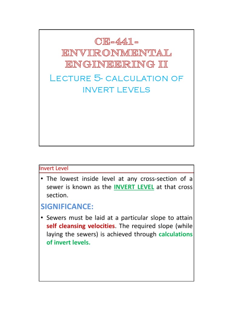 Lec 5 (Invert Levels) | PDF | Sanitary Sewer | Nature