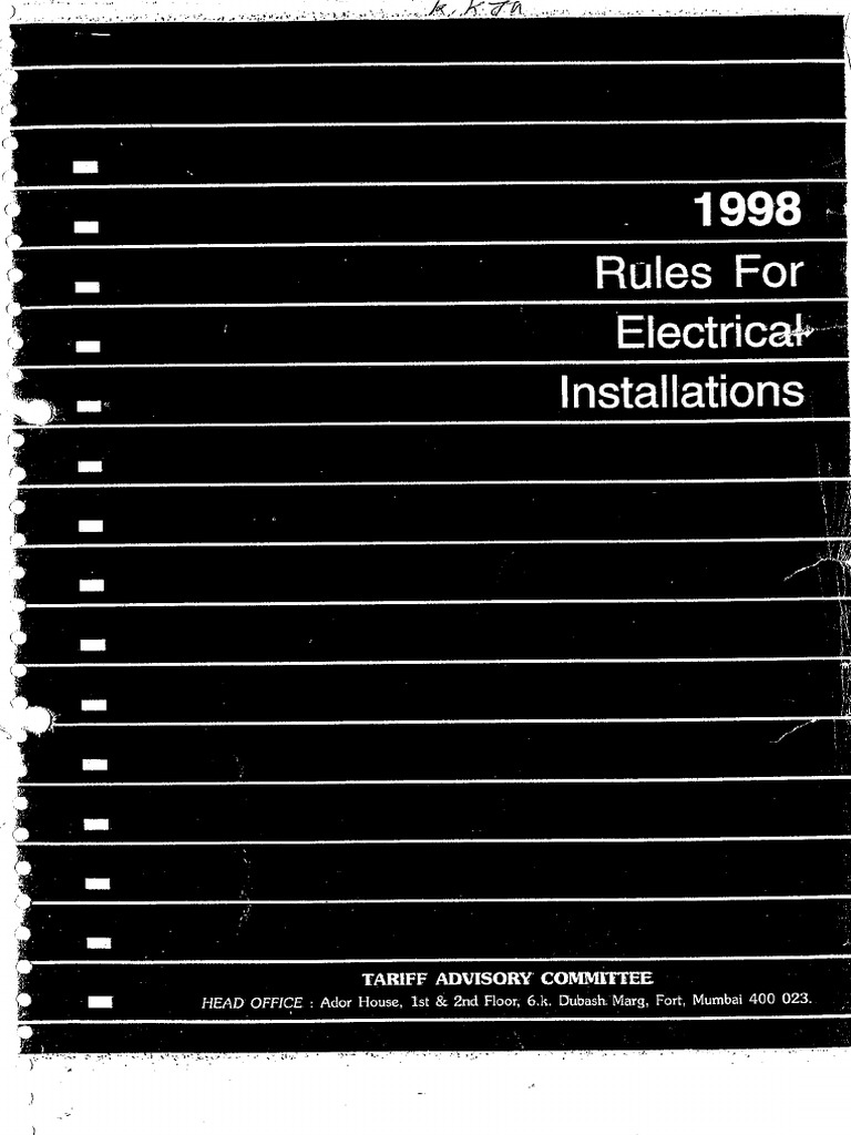 TAC-1998 Rules For Electrical Installations | PDF