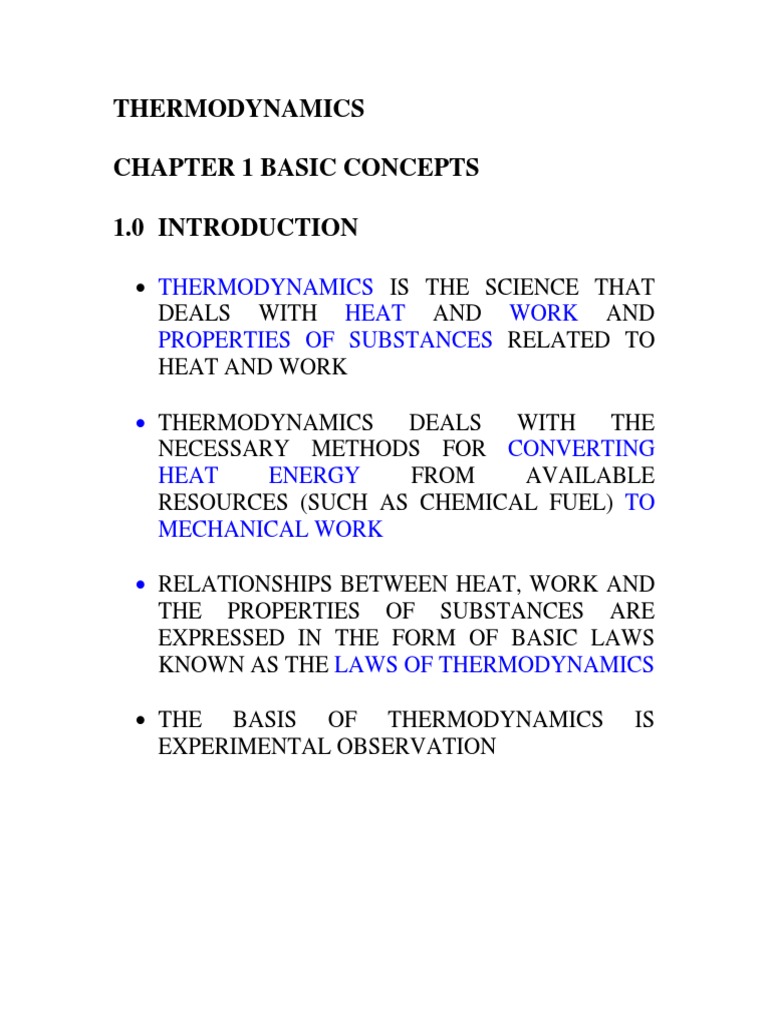 Thermodynamics Chapter 1 Basic Concepts | PDF | Thermodynamics | Heat