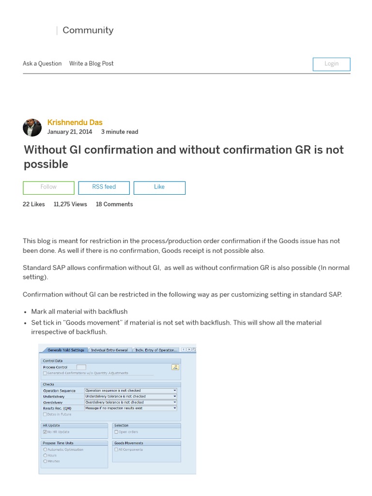 GR and GI Confirmation Restrictions in SAP | PDF | Information ...