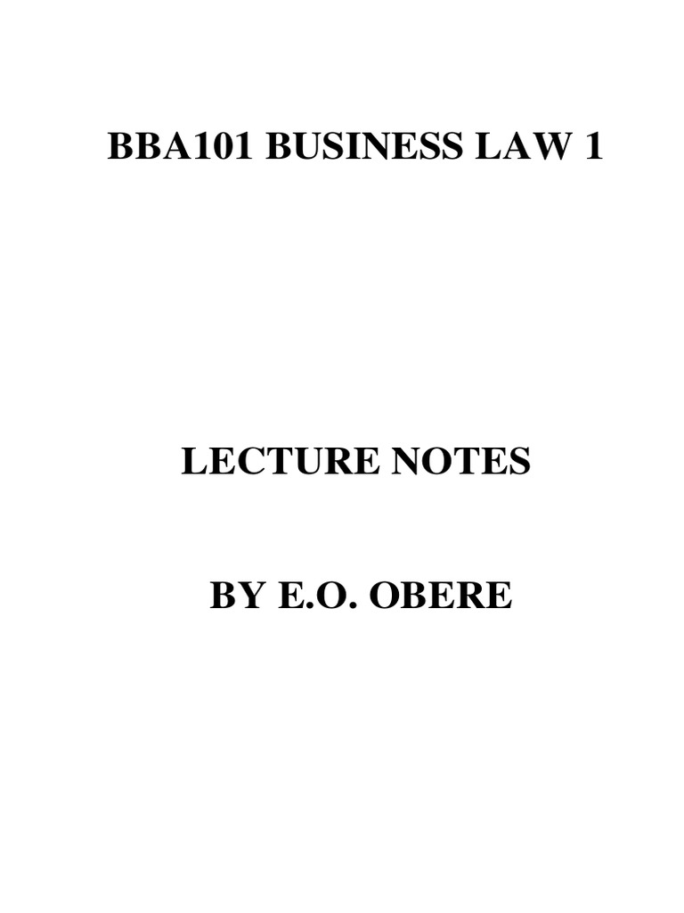 Bba 101 Business Law 1 (Lecture Notes) | PDF | Precedent | Magistrate
