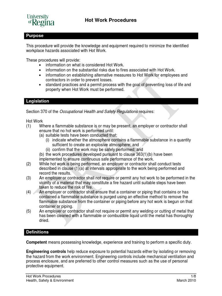 Hot Work Procedures PDF | PDF | Fires | Occupational Safety And Health