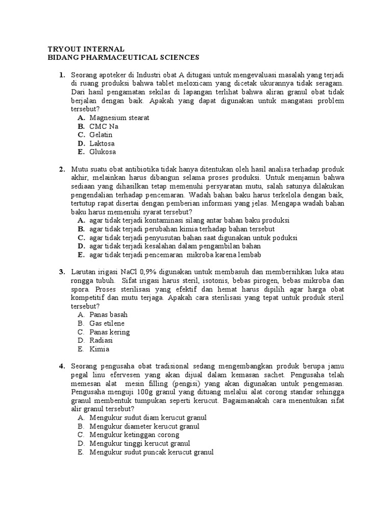 TRYOUT INTERNAL PS 20 Juli | PDF | Sains & Matematika