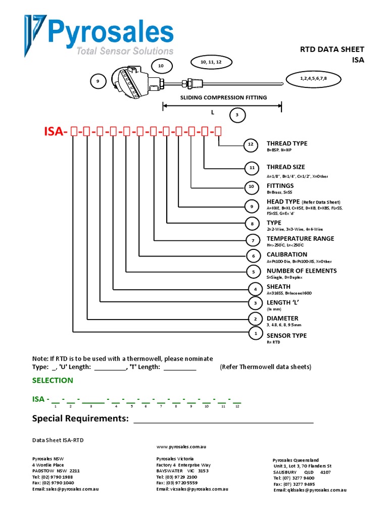Special Requirements:: RTD Data Sheet ISA | PDF