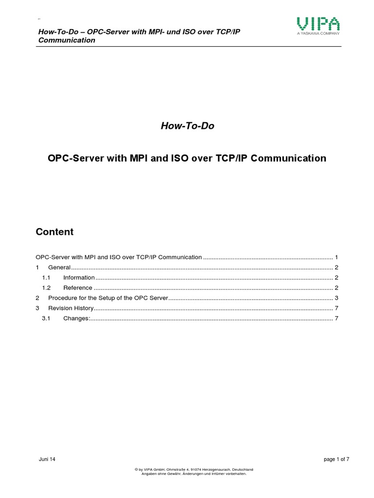 OPC - Server With MPI and ISO Over TCP/IP Communication: How-To-Do | PDF | Transmission Control ...