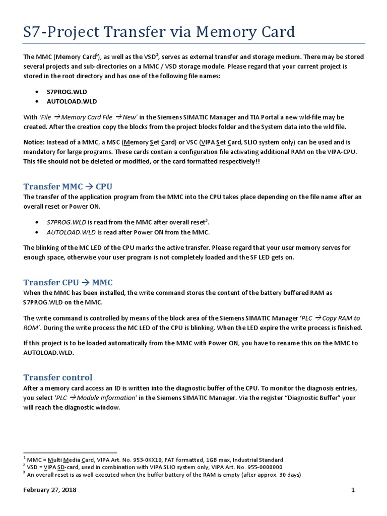 S7-Project Transfer Via Memory Card | PDF | Computer File | Computer ...