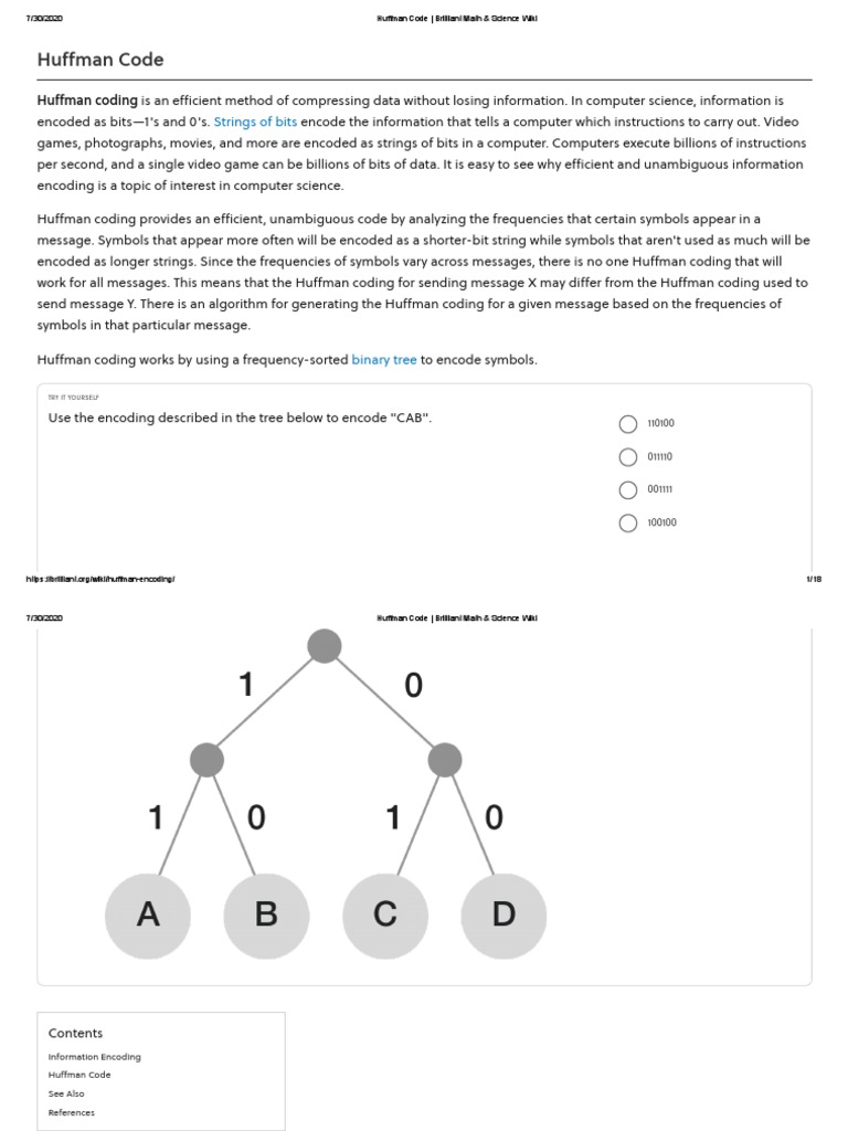 Huffman Code - Brilliant Math & Science Wiki | PDF | Code | Bit