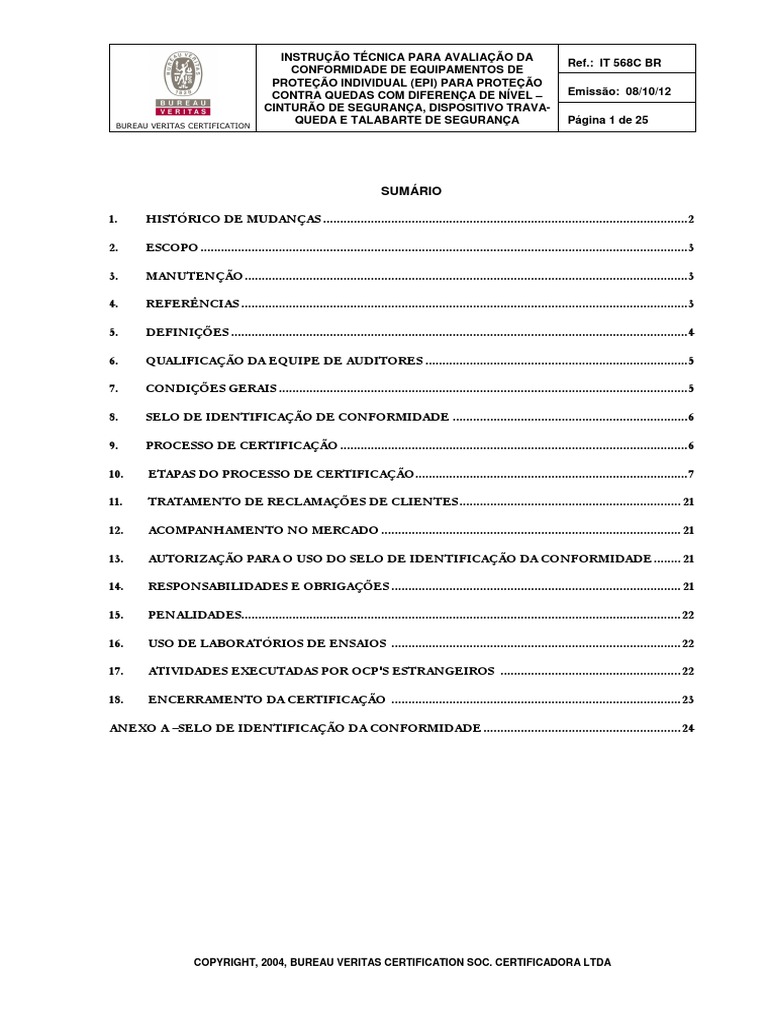 Queda e Talabarte de Seguranca Pagina 1 de 25 Abnt NBR 14626 Abnt NBR ...