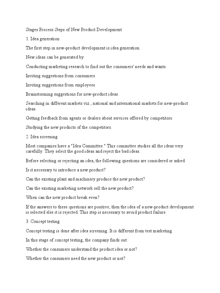 7.stages Process Steps of New Product Development | PDF | New Product ...