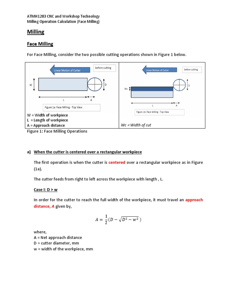 Face Milling Calculations | PDF | Machining | Metals