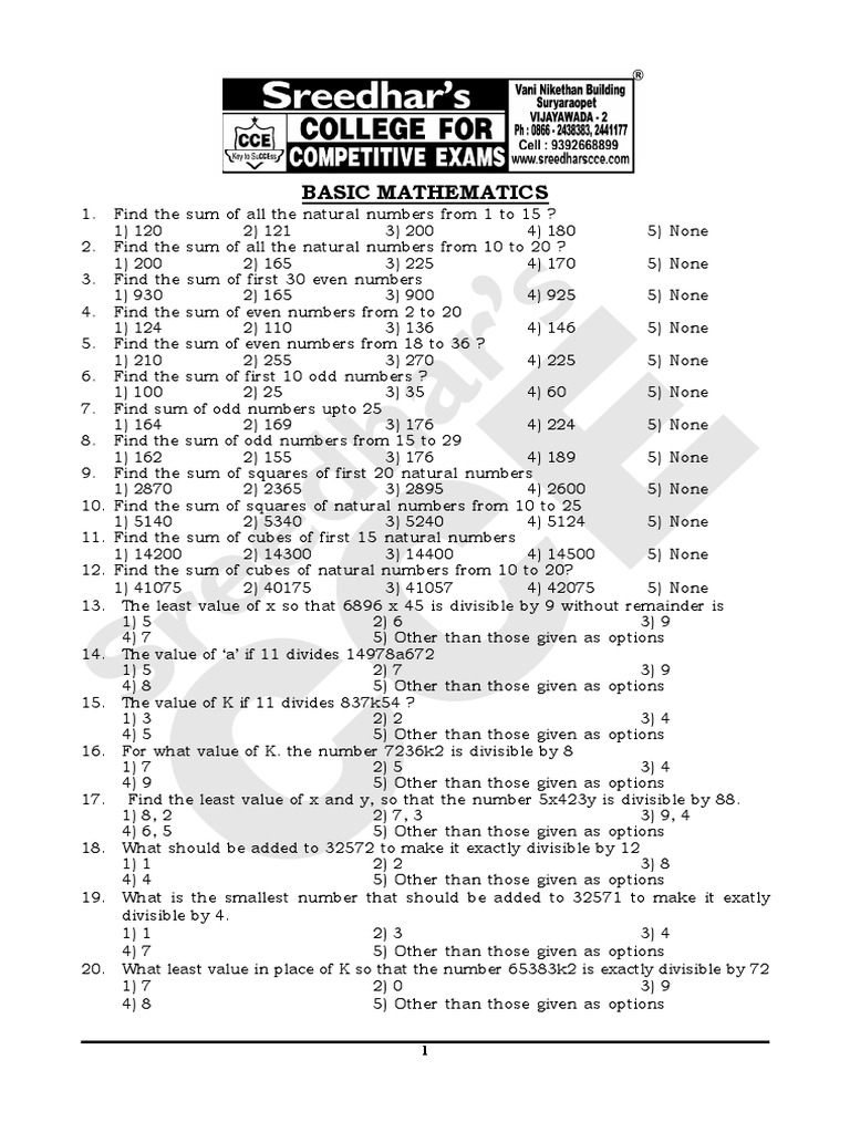 Basic Math Practice for Students | PDF | Mathematical Analysis | Algebra