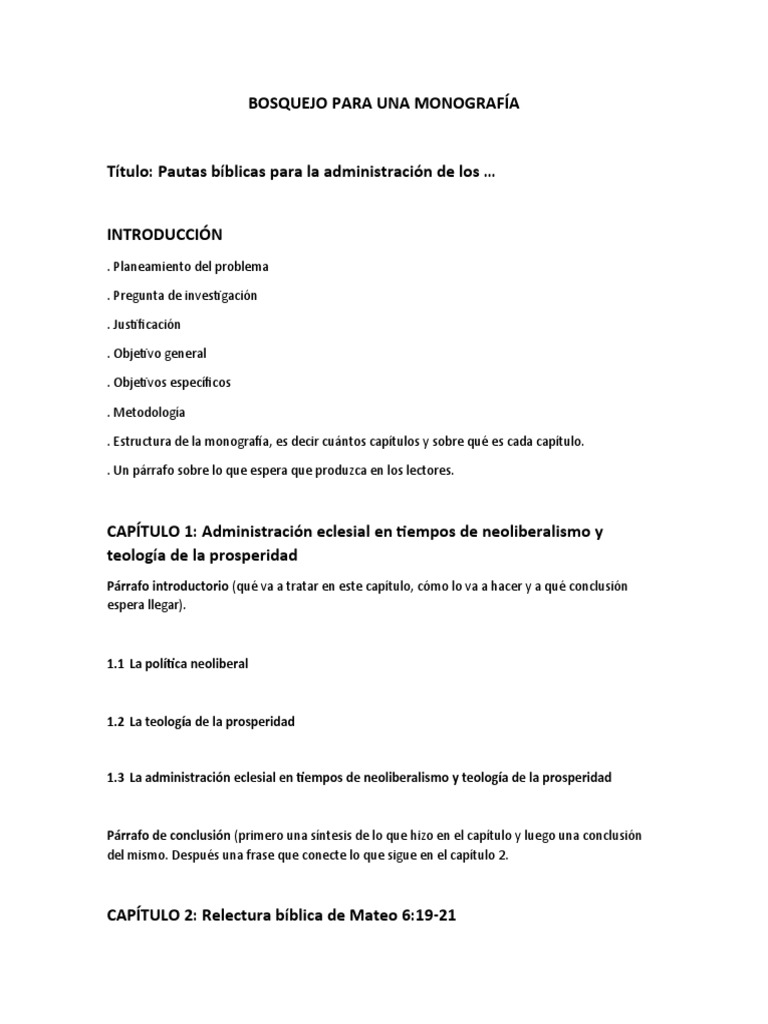 Bosquejo para Una Monografía | PDF