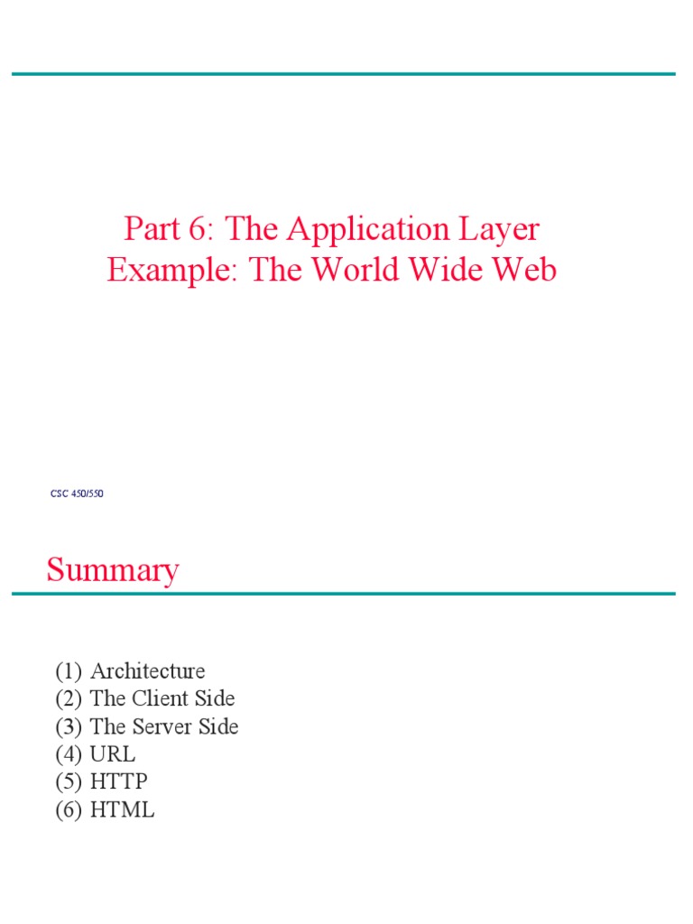 Part 6: The Application Layer Example: The World Wide Web | PDF
