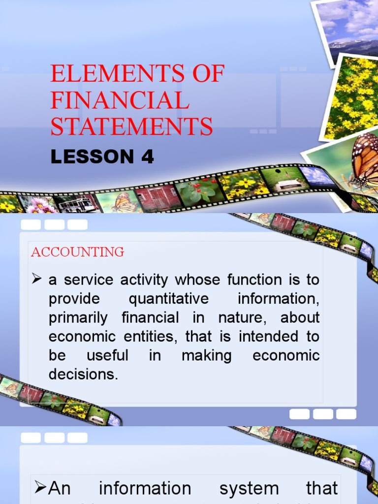 Elements of Financial Statements: Lesson 4 | PDF | Expense | Equity ...