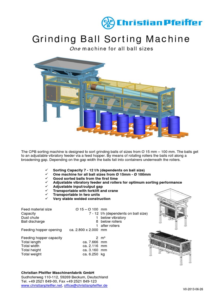 Christian Pfeiffer Grinding Media Sorting Machine | PDF
