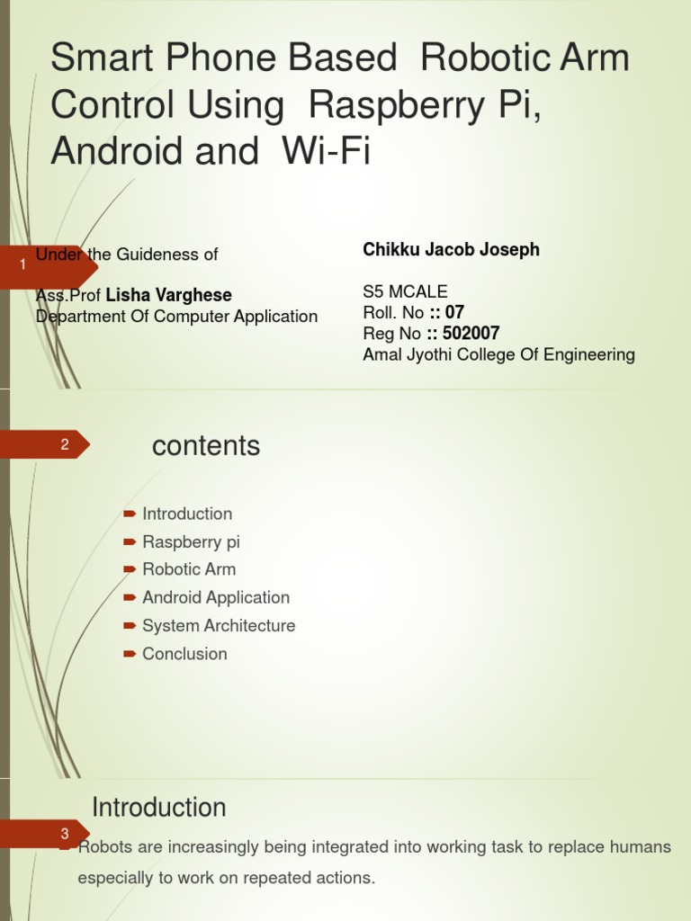 Smart Phone Based Robotic Arm Control Using Raspberry Pi, Android and ...