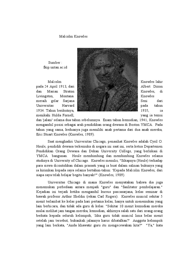 Biografi Malcolm Knowles dan Andragogi | PDF | Ilmu Sosial