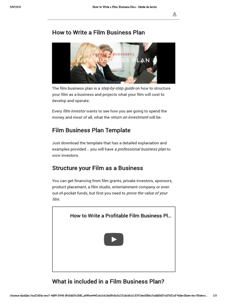 How To Write A Film Business Plan - Mode de Lector PDF | PDF | Non ...