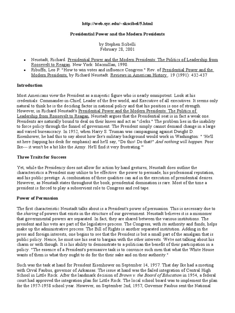 Presidential Power and The Modern Presidents | PDF | John F. Kennedy ...