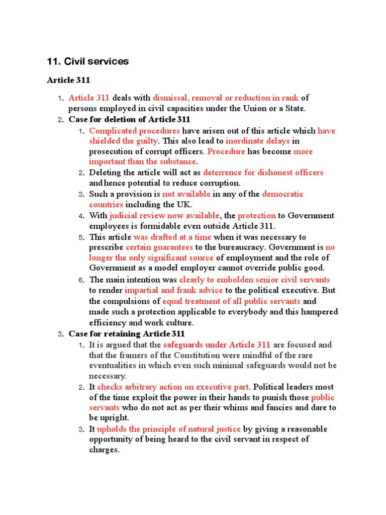 Civil Services: Article 311 | PDF | Civil Service | Police