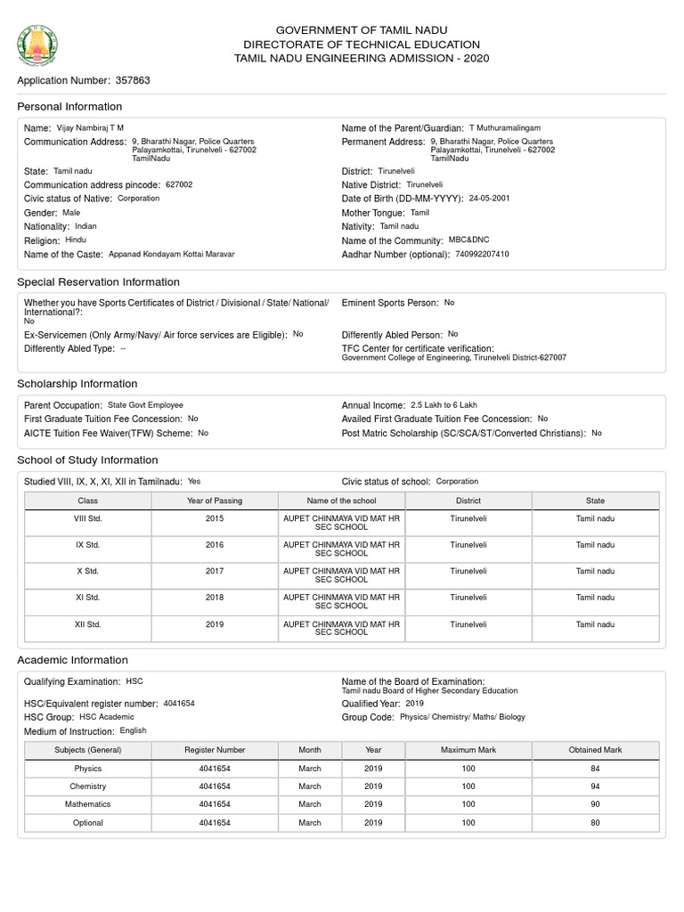 Government of Tamil Nadu Directorate of Technical Education Tamil Nadu ...