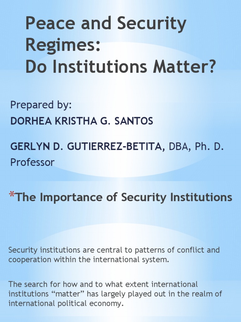 Peace and Security Regimes | PDF