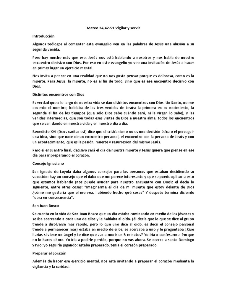 Mateo 24,42-51 | PDF | Oración | Jesús