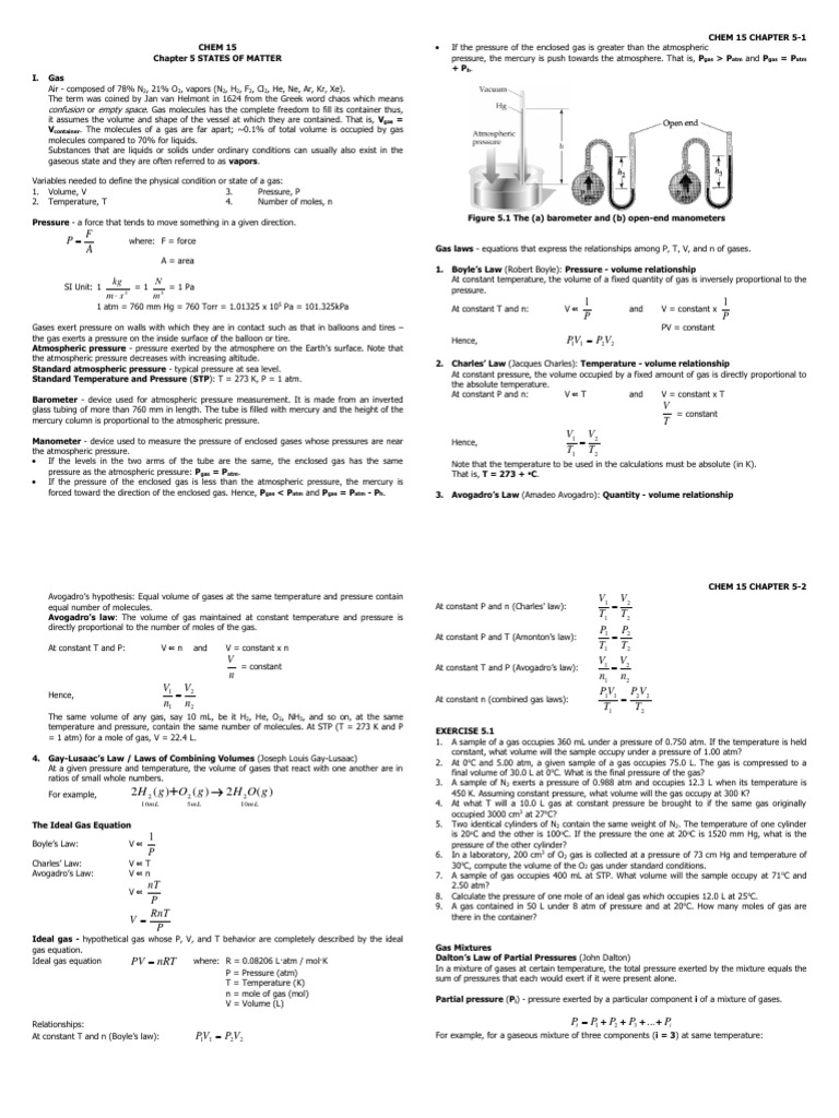 C15 Notes CH5 States of Matter | PDF | Intermolecular Force | Chemical ...