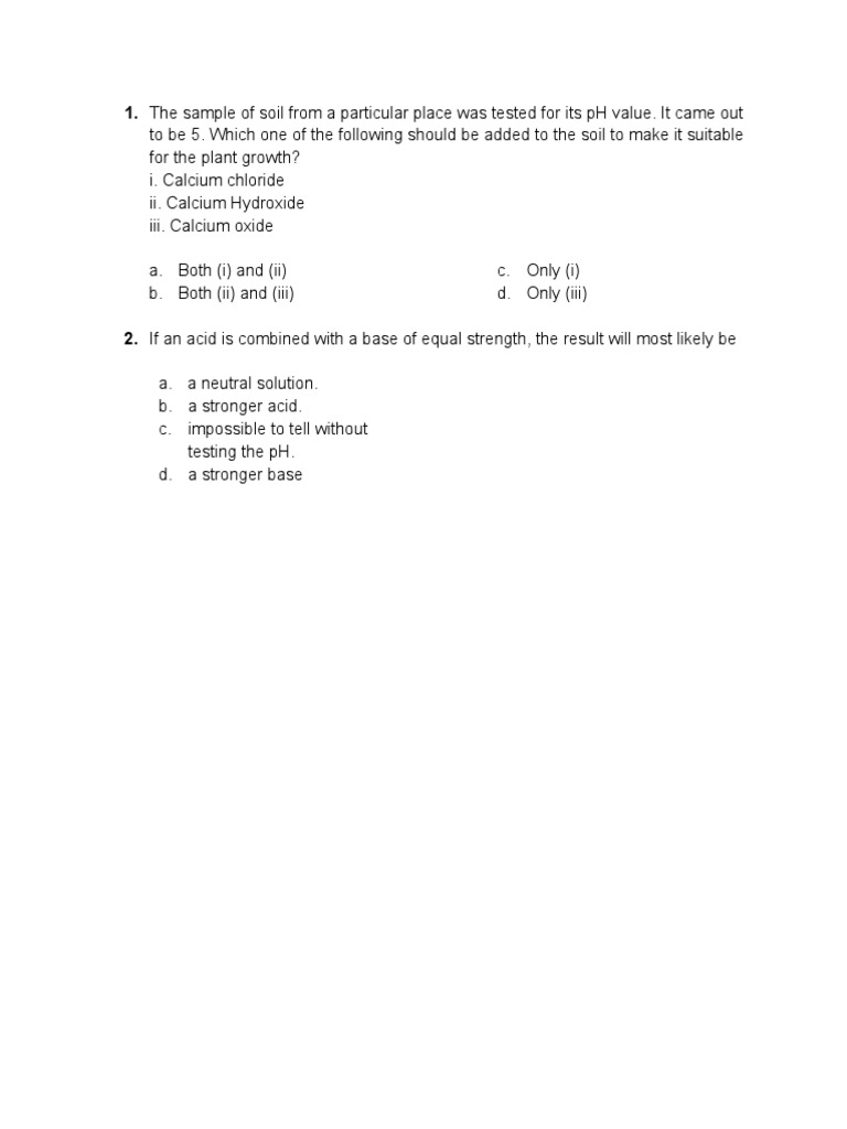 Acids and Bases Quiz | PDF | Acid | Ph