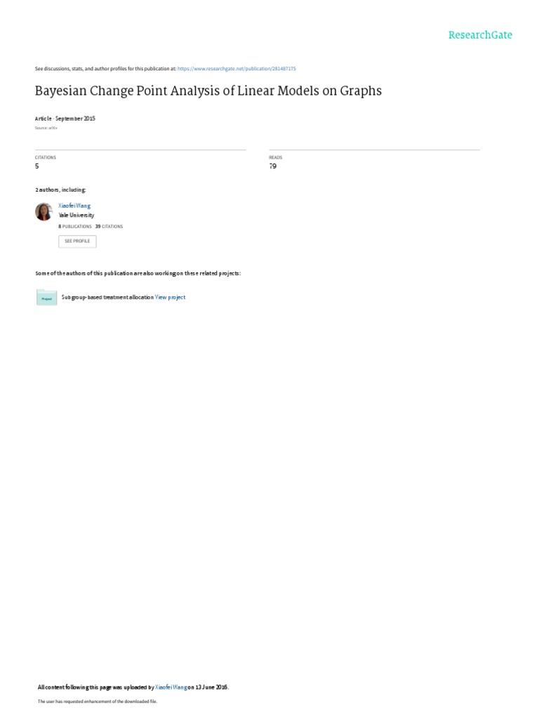 Bayesian Change Point Analysis of Linear Models On Graphs: September ...