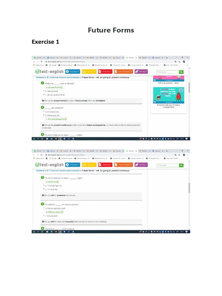 Future Forms: Exercise 1 | PDF