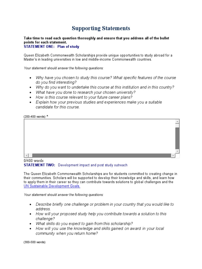 Supporting Statements: Do You Find Interesting? | PDF | International ...