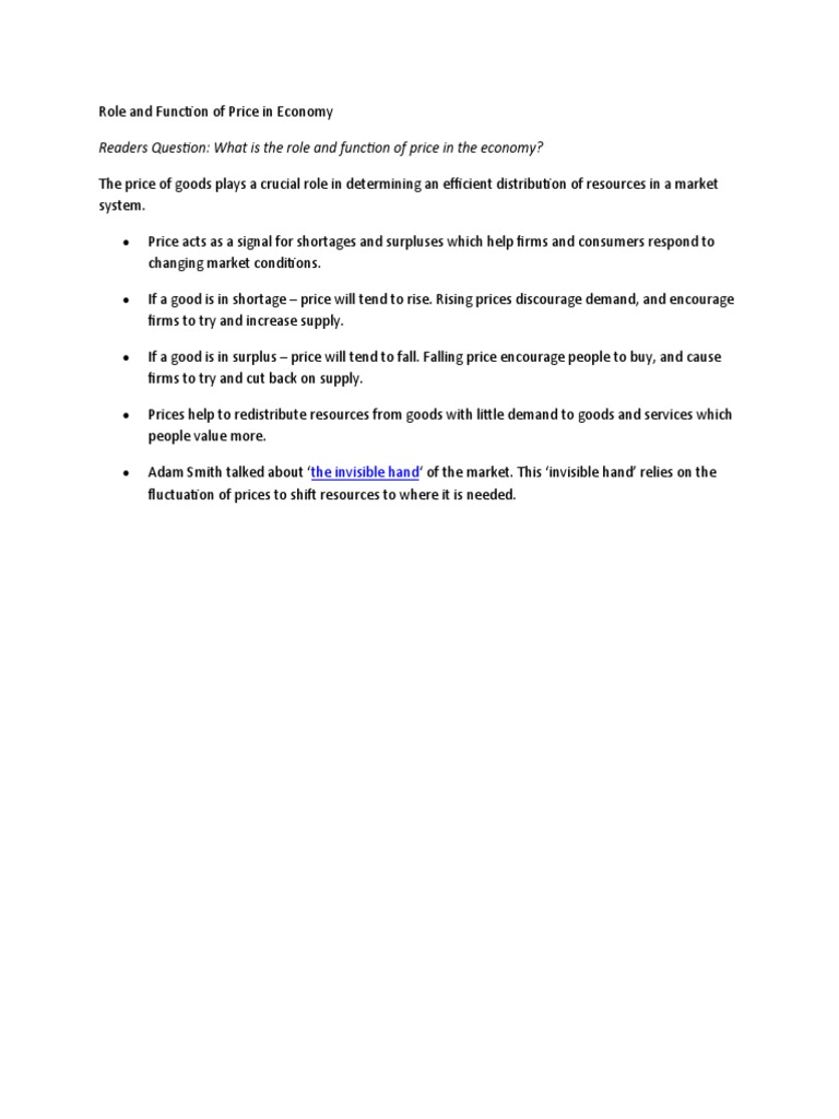 Role of Price in Market Economies | PDF | Prices | Demand