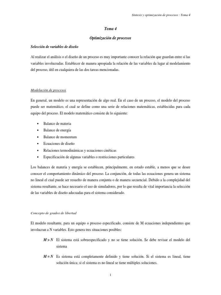 Tema 4 Optimizacion de Procesos PDF | PDF | Optimización Matemática ...
