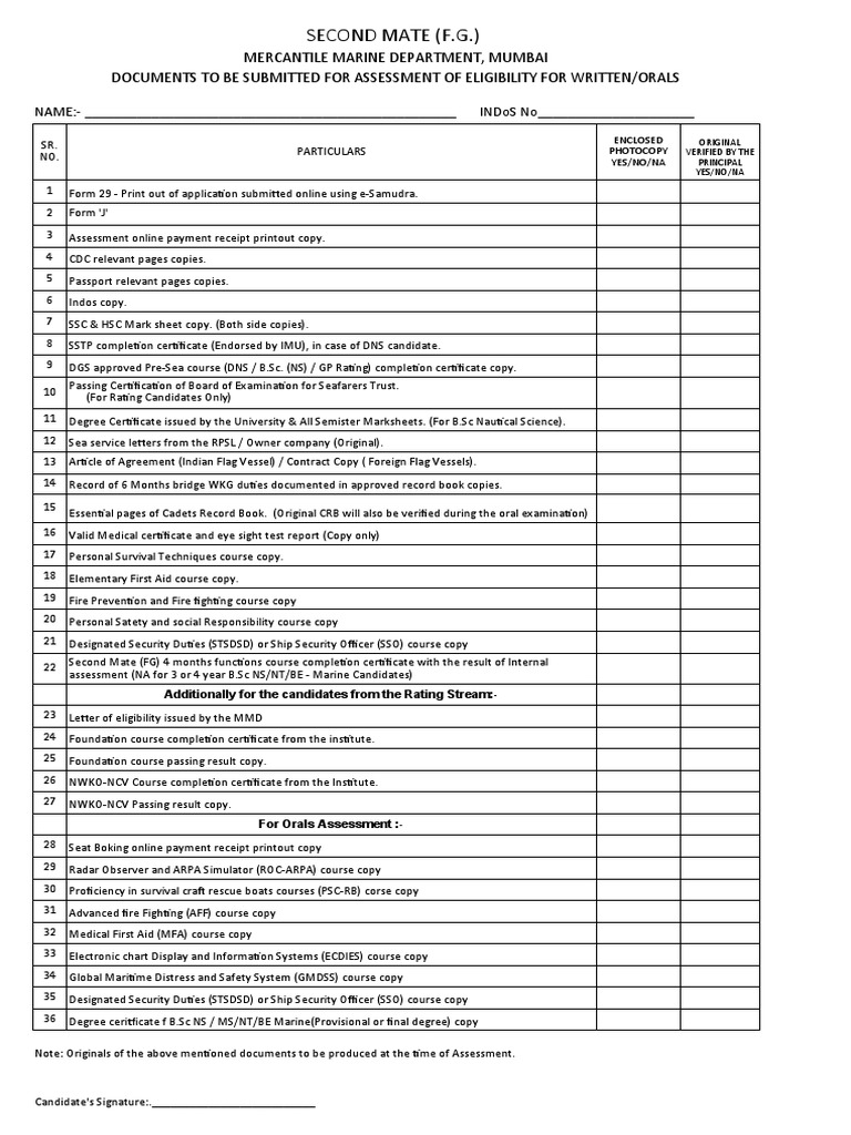 Updated Checklist For Assessment FG | PDF | Water Transport | Shipping