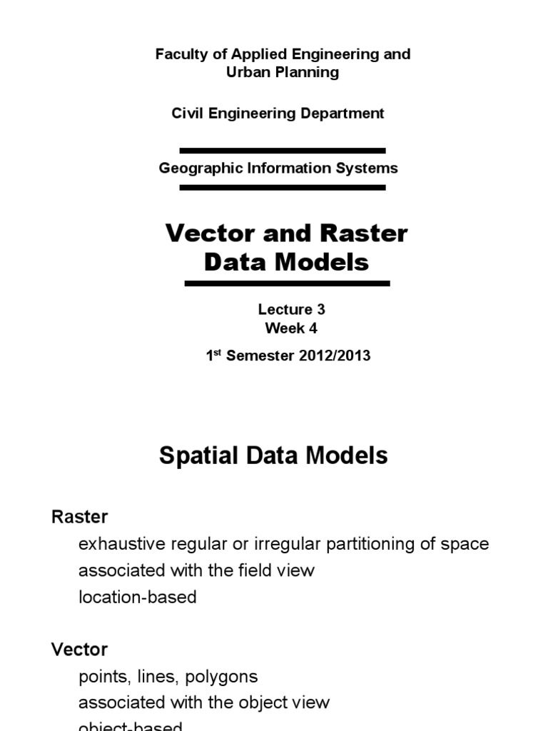 Vector and Raster Data Models: Faculty of Applied Engineering and Urban ...