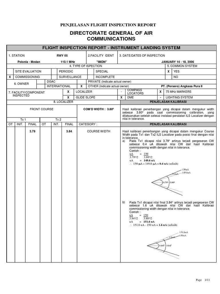 Penjelasan Flight Inspection Report | PDF