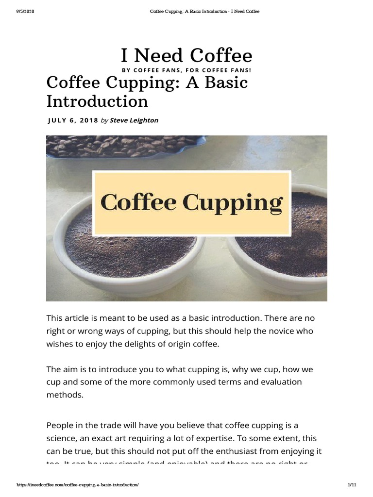 I Need Coffee: Coffee Cupping: A Basic | PDF