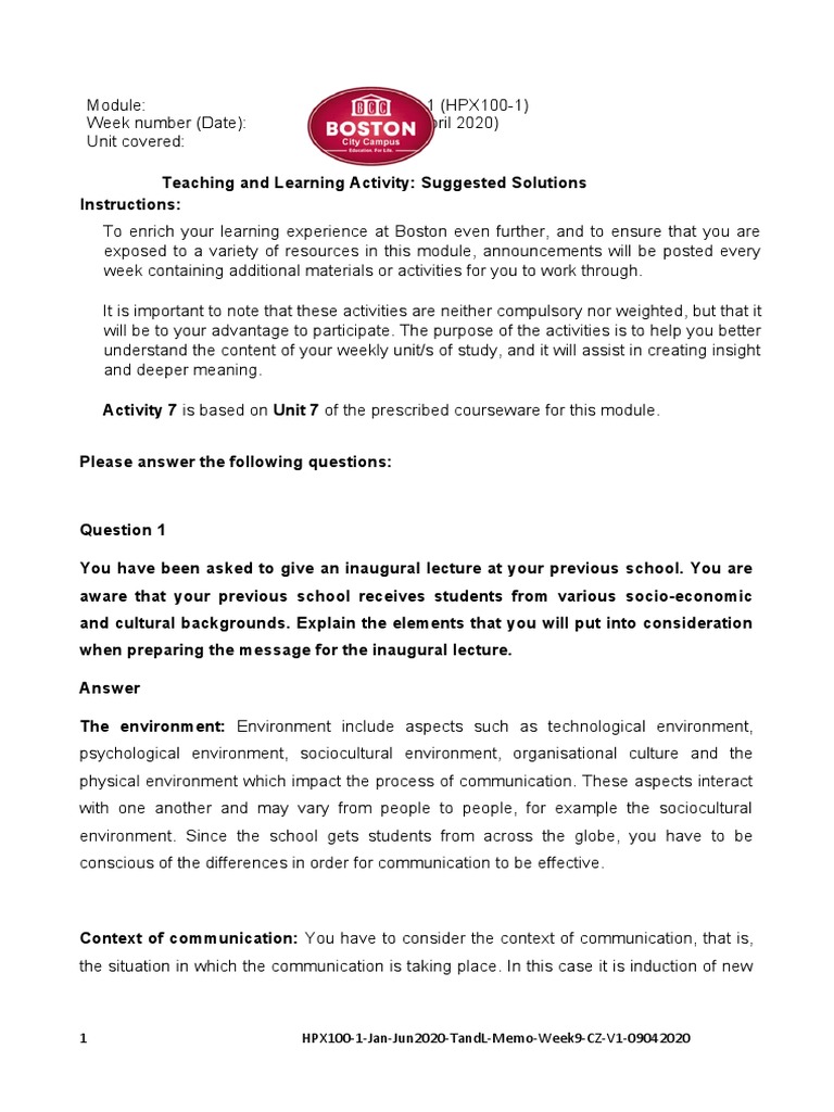 4IR 1 Jan Jun2020 Week9 | PDF | Attention | Communication