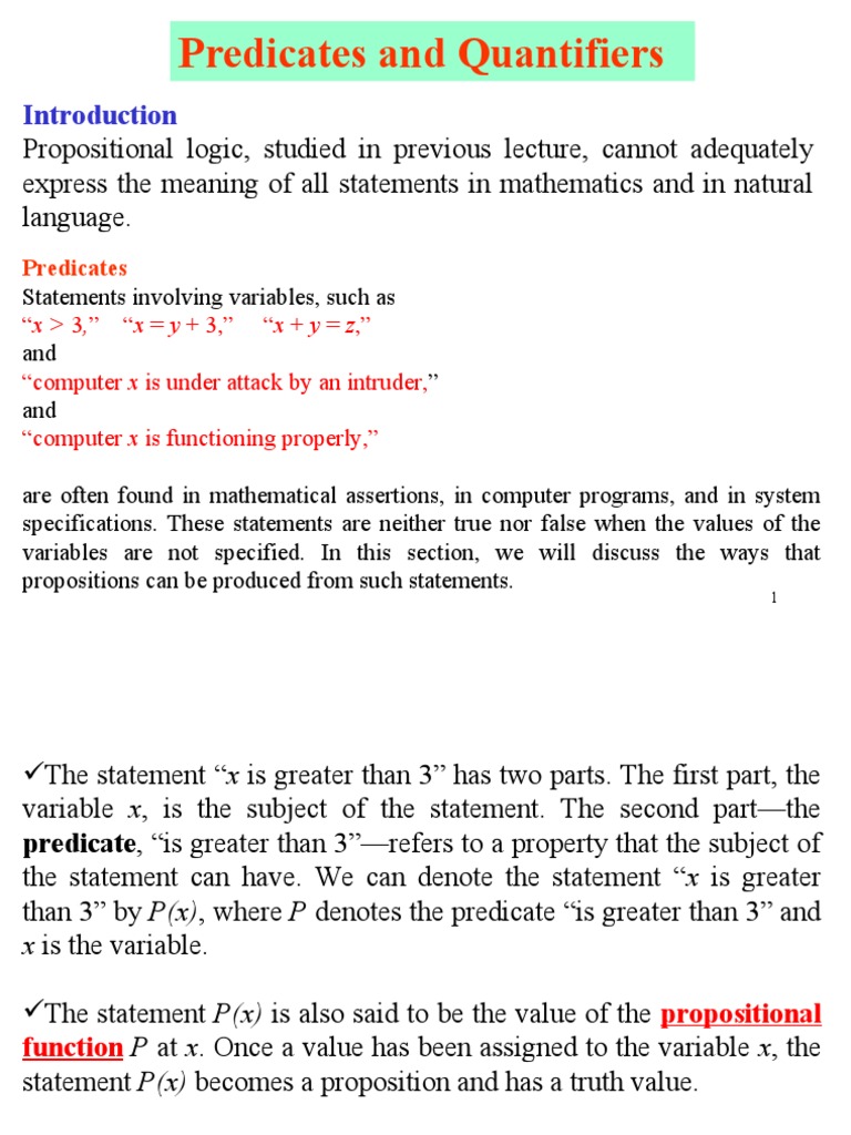 Predicates and Quantifiers | PDF | Formalism (Deductive) | Cognitive ...