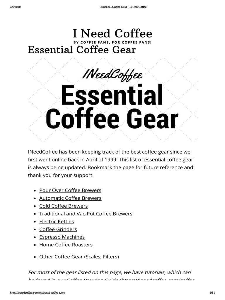 Essential Coffee Gear | PDF | Coffee | Drink