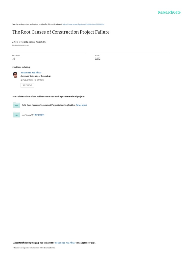 Root Causes of Construction Project Failure | PDF | Sampling ...