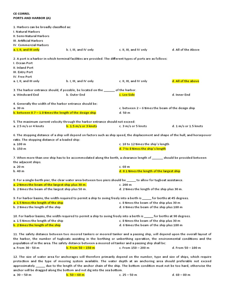 Classification of Harbors, Ports, and Key Harbor Design Considerations ...