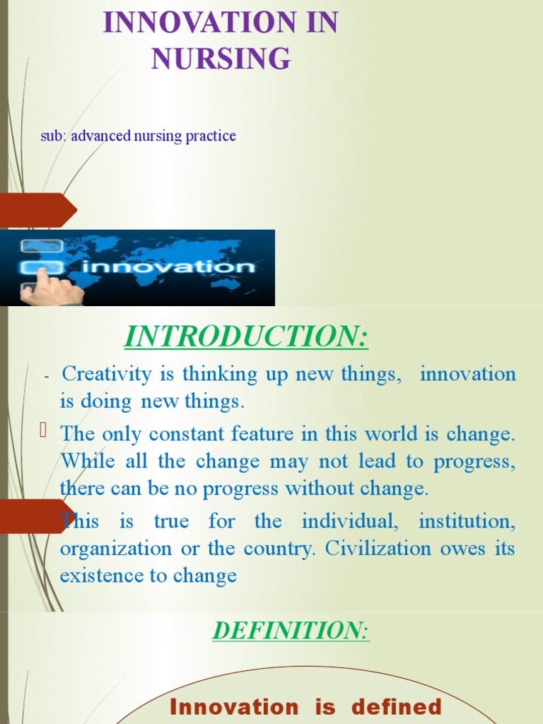 Innovation | PDF | Nursing | Innovation