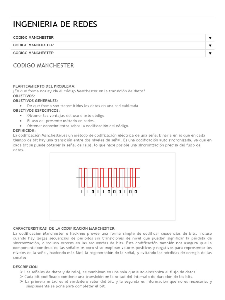 Codigo Manchester | PDF | Electrónica | Ingeniería en telecomunicaciones