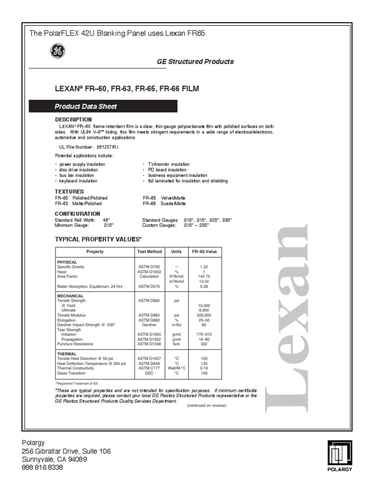 Ge Structured Products: The Polarflex 42U Blanking Panel Uses Lexan ...
