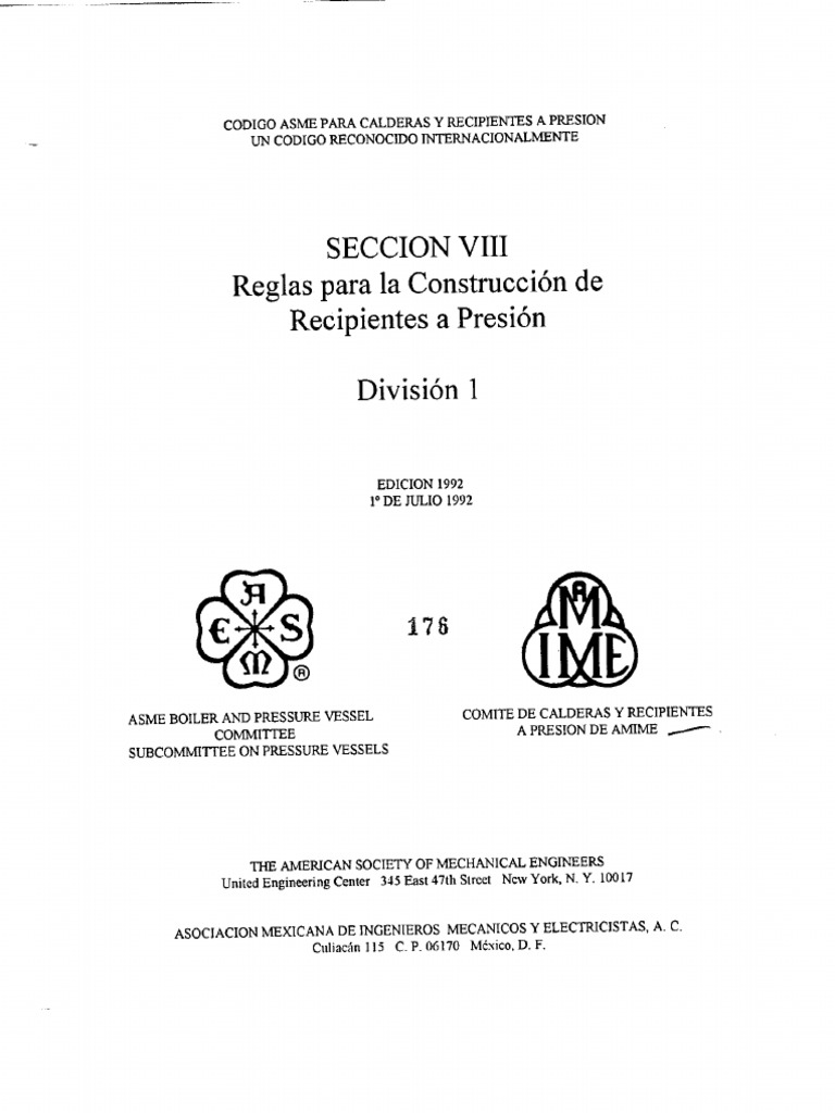 Asme Viii Div 1 Recipientes A Presión Español PDF | PDF